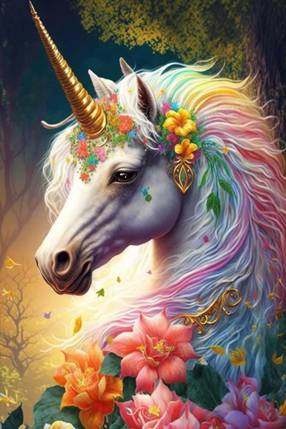 1000 Pieces Puzzle for Adults Flower Golden Horned Rainbow Beast - Safe ...