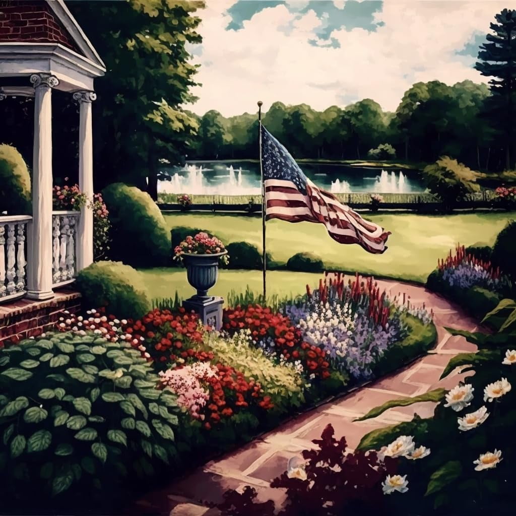 1000 Pieces Puzzle for Adult - Manor Garden Flag Wooden Jigsaw Puzzles ...