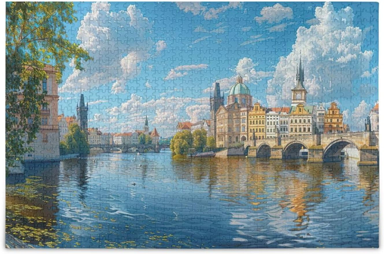 1000 Pieces Romantic Rivers Pattern Puzzles for Adults and KidsWooden ...
