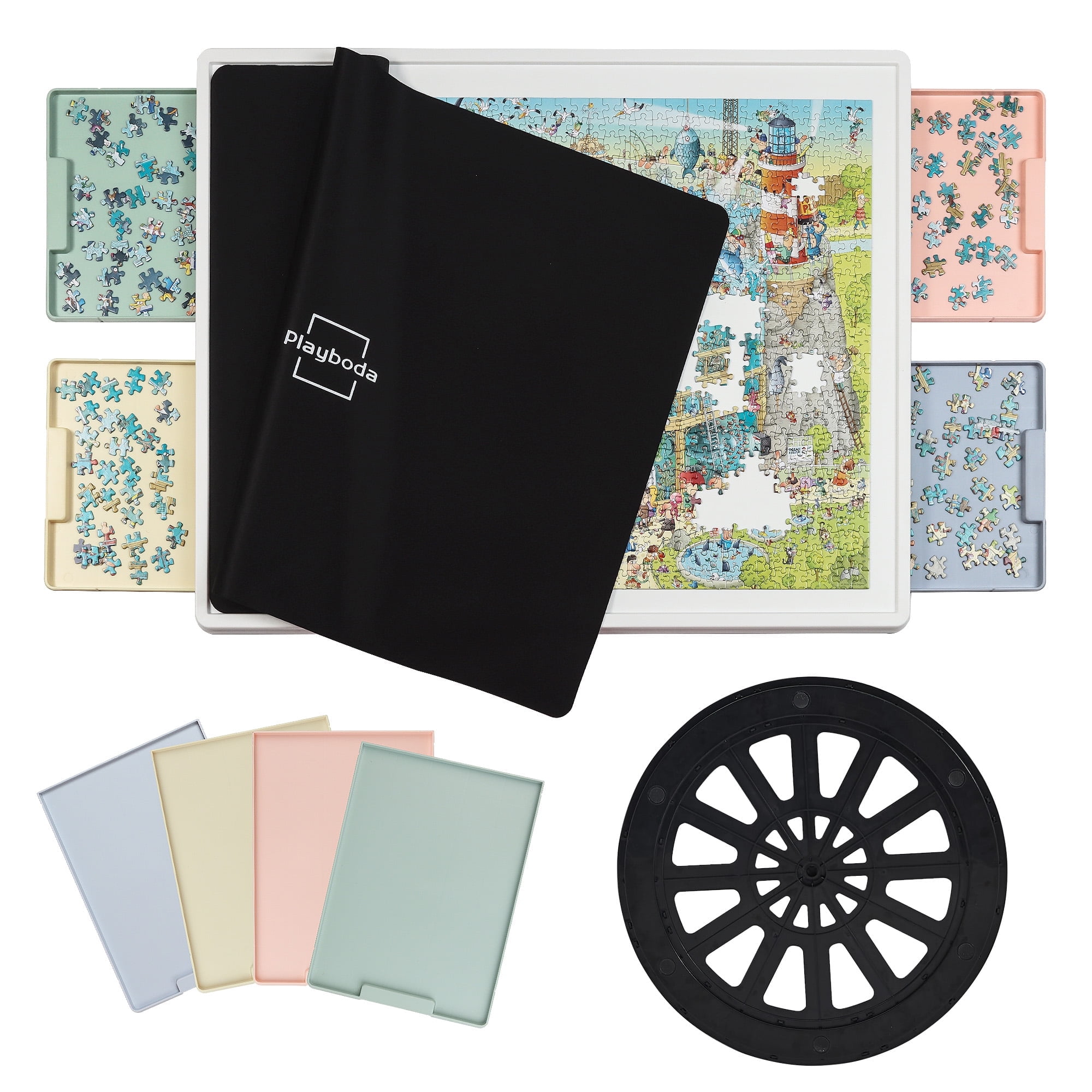 Playboda 1000 Piece Rotating Plastic Puzzle Board with 4Drawers and ...