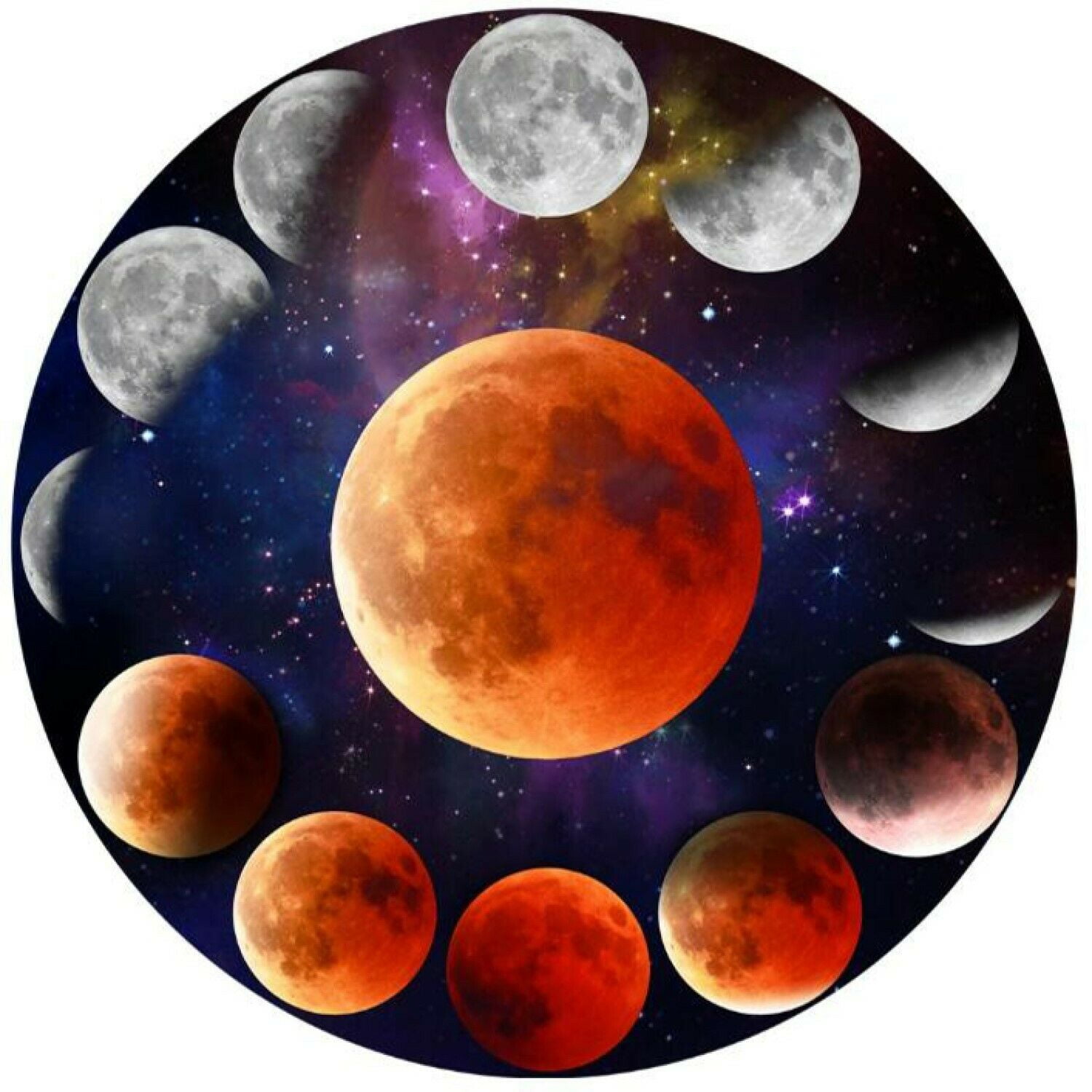 1000 Pieces Round Jigsaw Puzzle, 27" Moon Phases - Large Art Puzzle for ...