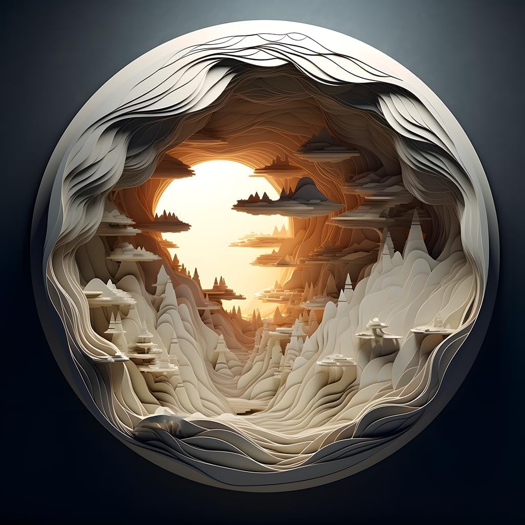 1000 Pieces Visual Dawn Inside a Cave Round for Adult,Unique Puzzle ...