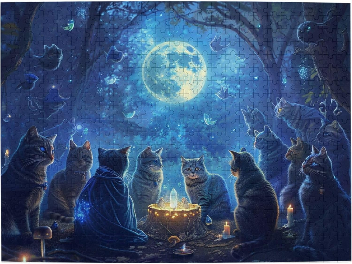1000 Pieces Wooden Jigsaw Puzzle Adults Mystic Forest Cat Council ...