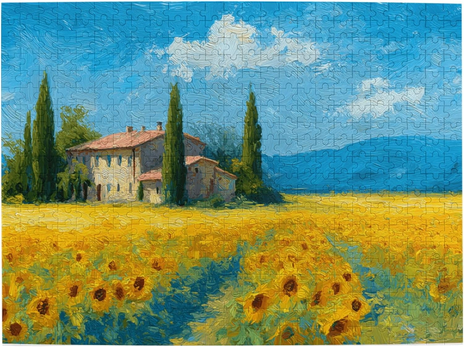 1000 Pieces Wooden Jigsaw Puzzle Sunflower Field Landscape Rustic ...