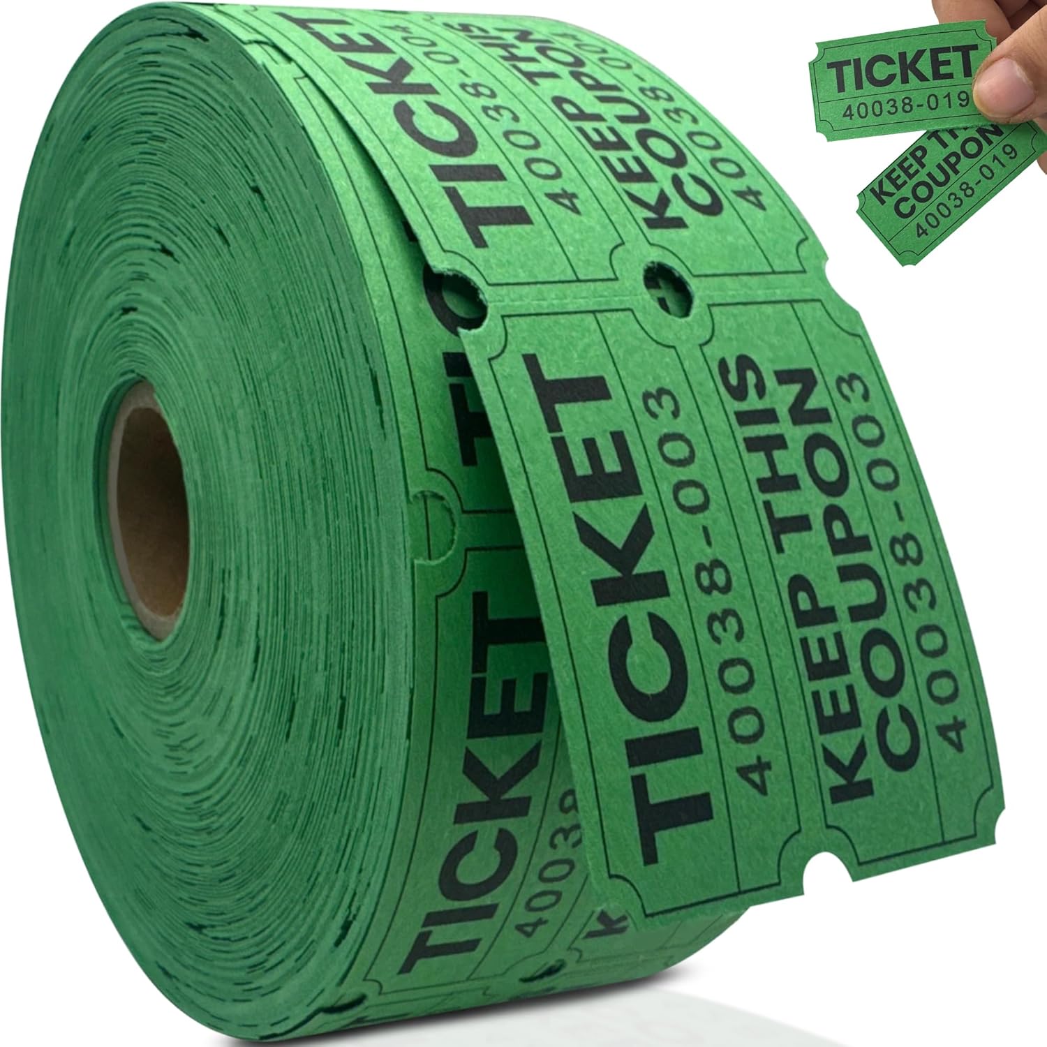 1000 Raffle Tickets Double Roll, Green 50/50 Raffle Tickets for Events ...