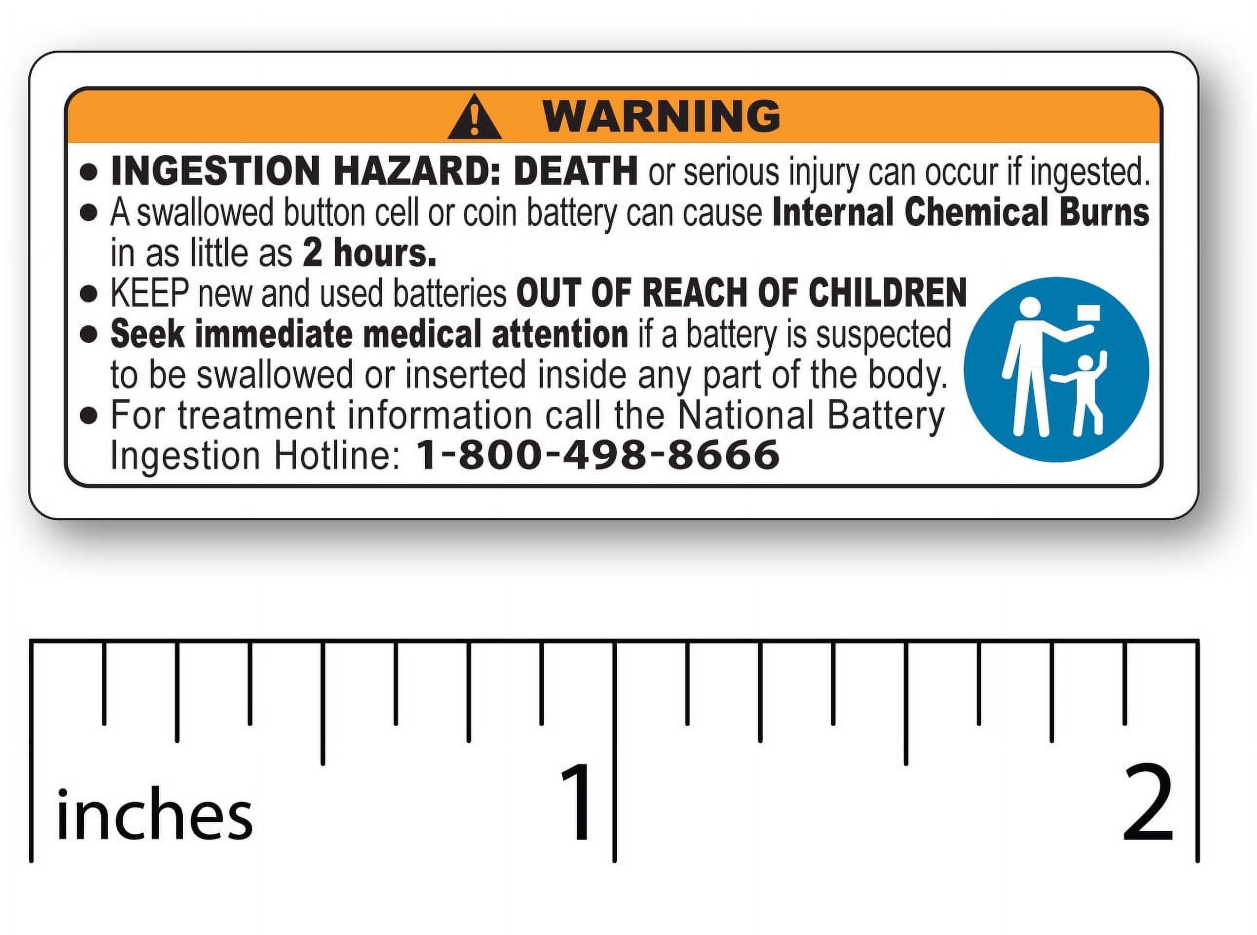 1000 Reese’s Law Compliant Button Cell or Coin Battery Warning Stickers ...
