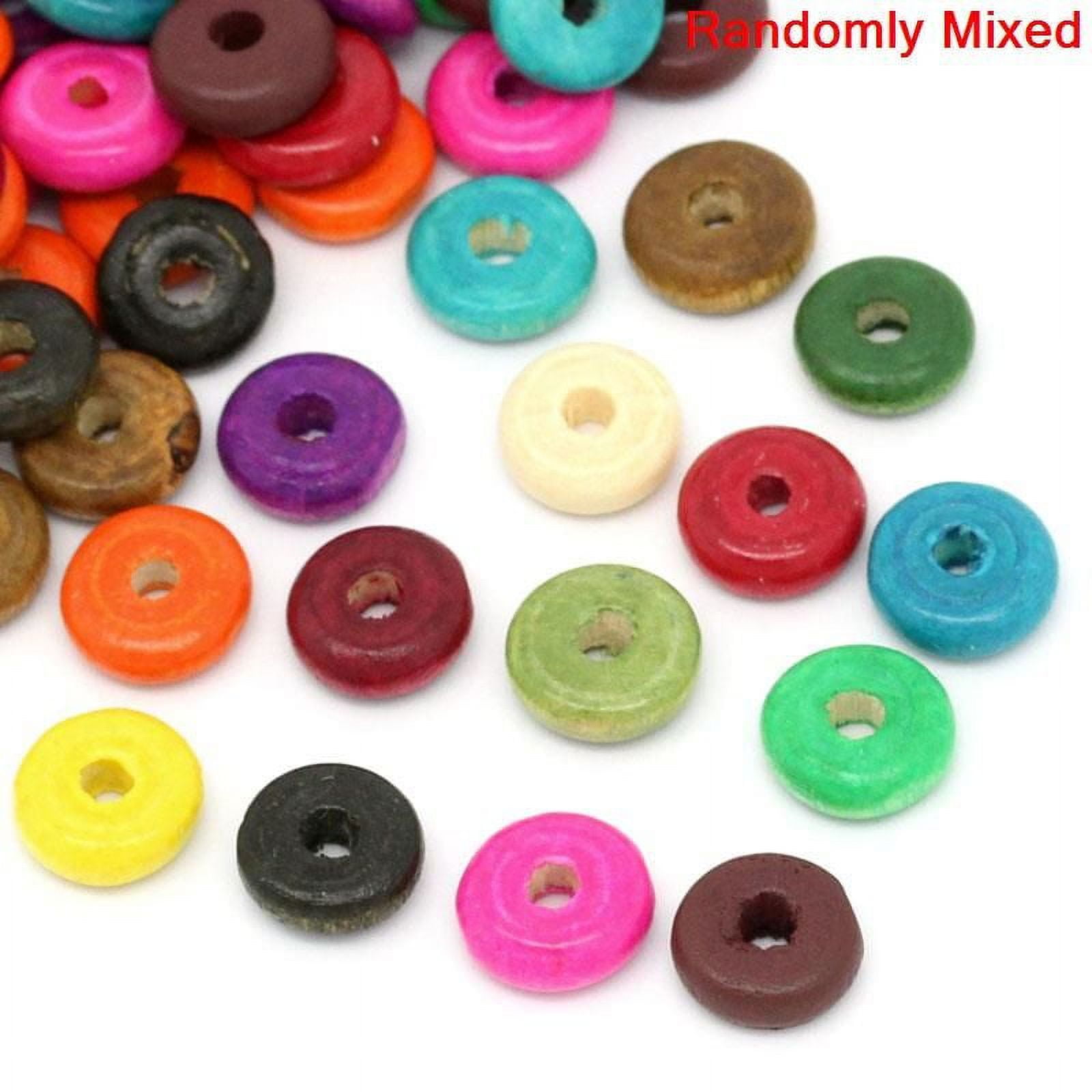 1000 Rondelle Disc Wood Beads Assorted Colors 10mm x 4mm with 3.2mm ...