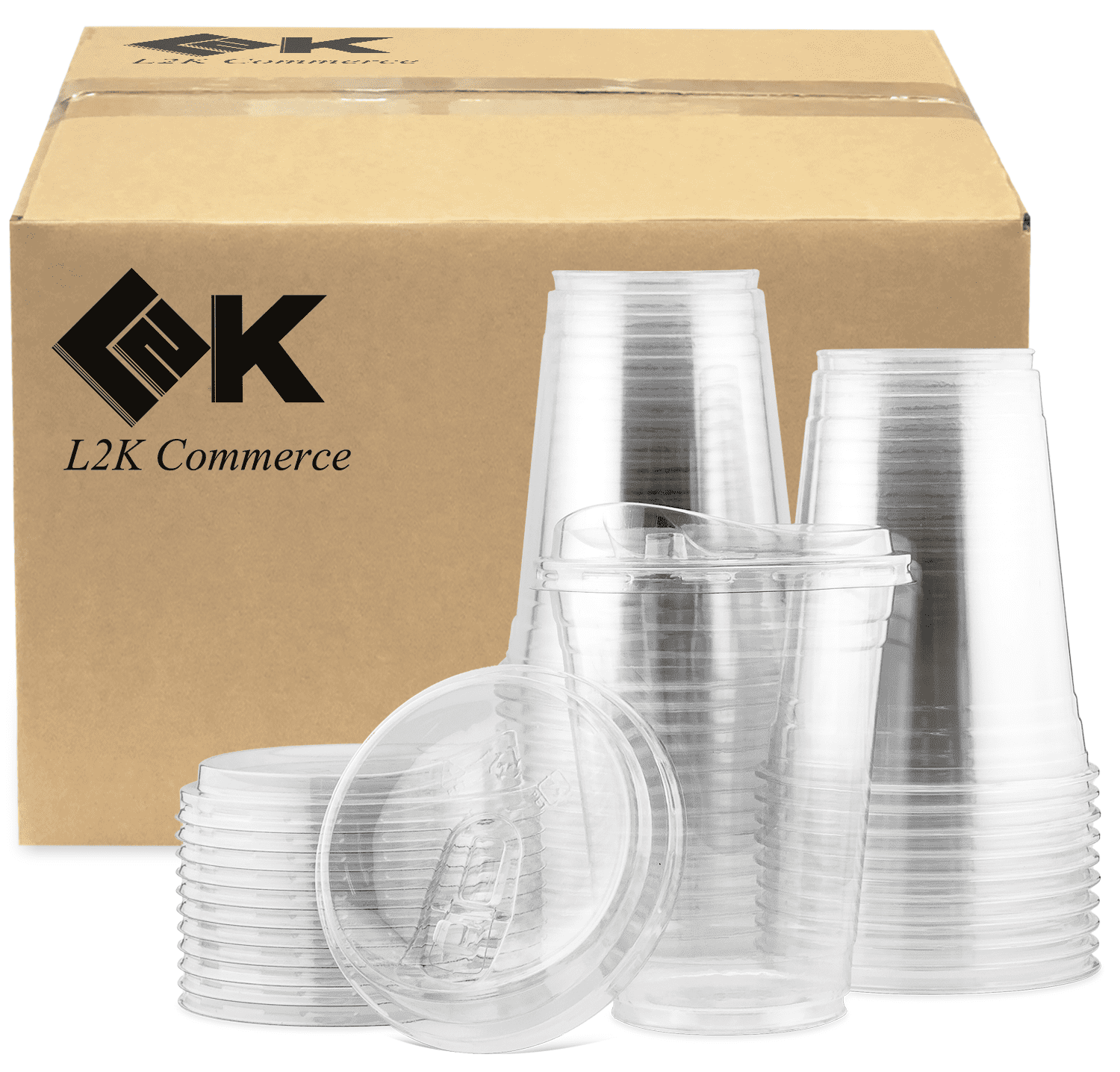 L2KCommerce 16 oz Clear Coffee Cups with Strawless Sip Lids, Durable ...