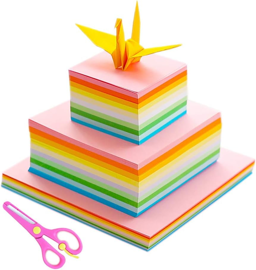 1000 Sheets Origami Paper Assorted Sizes DIY Paper Crafts Double Sided ...