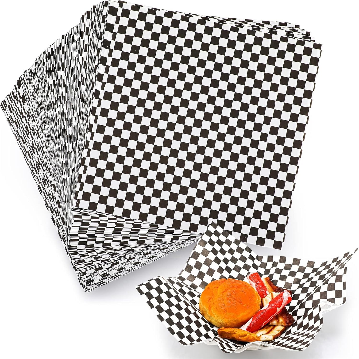 1000 Sheets Wax Deli Paper Sheets for Food 12 x 12 Inch Checkered Dry ...