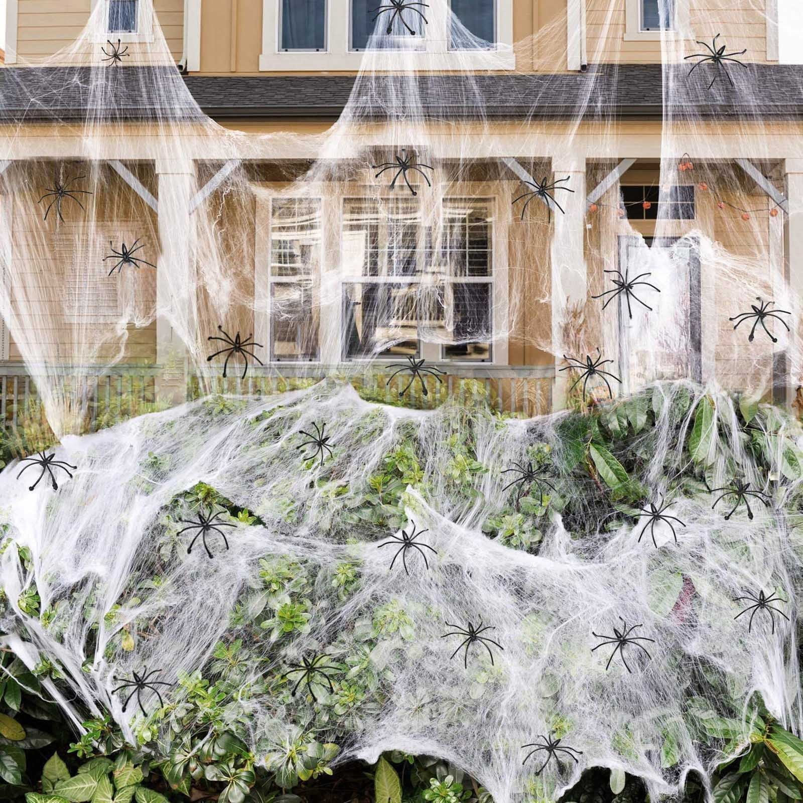 (1000 Sqft)+77 Little Spiders Halloween Decorations Spider Webs Indoor ...