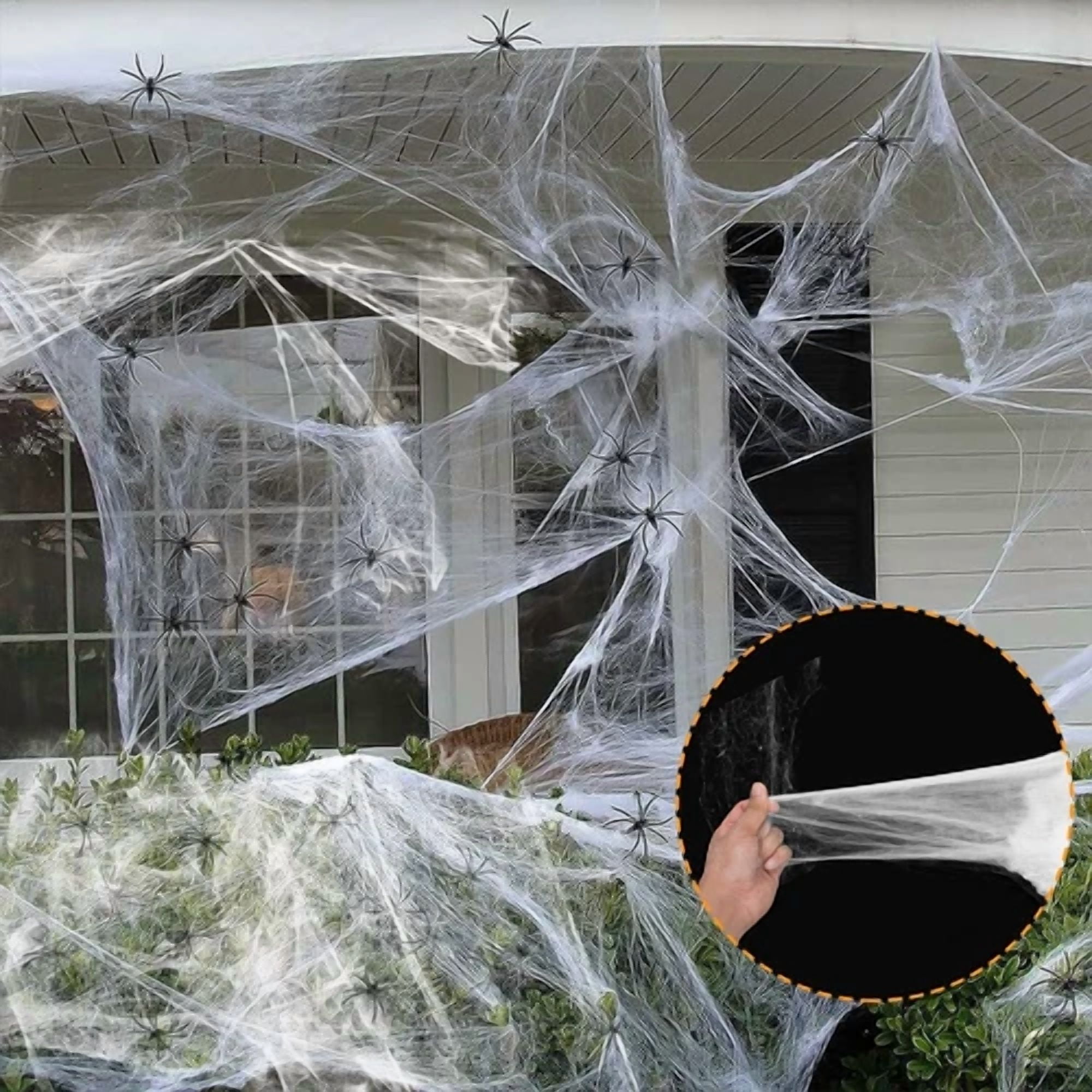 1000 Sqft Spider Webs Halloween Decorations Bonus W/ 20 Fake Spiders ...