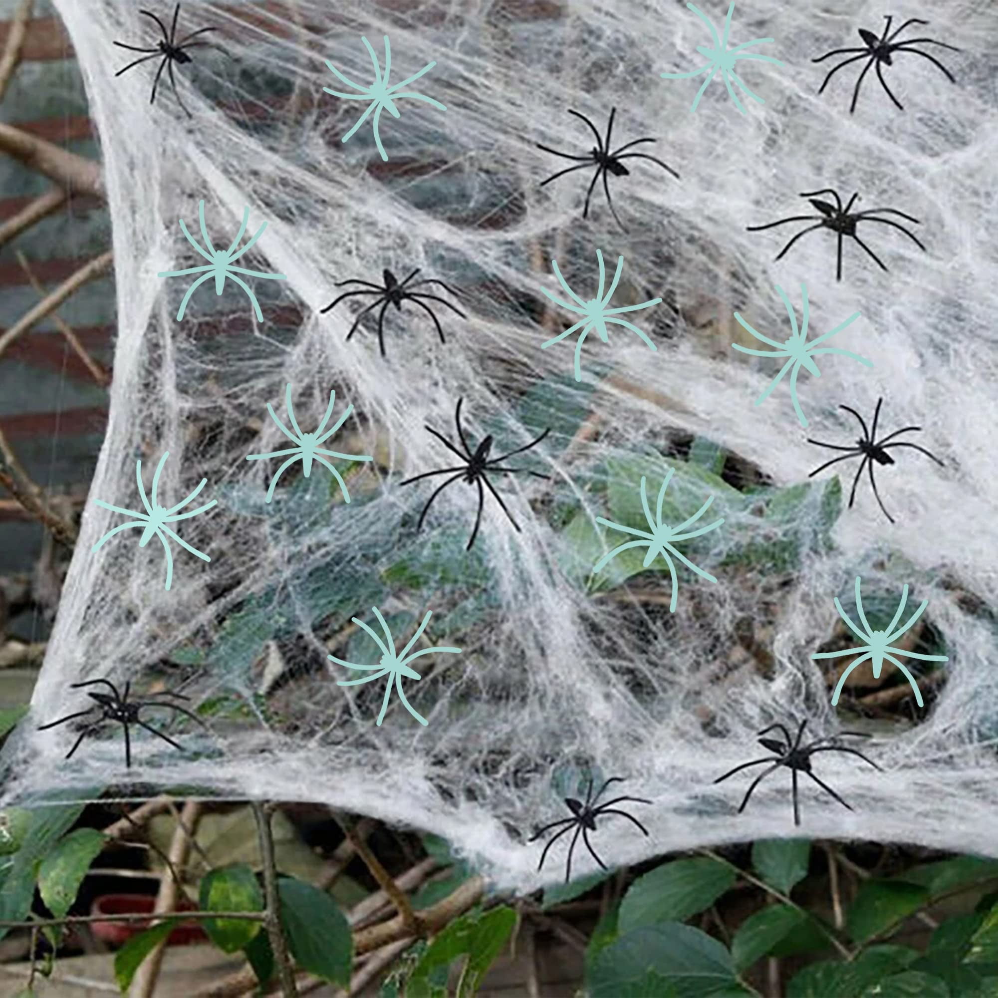 1000 Sqft Spider Webs Halloween Decorations Large Stretchy Spider Web