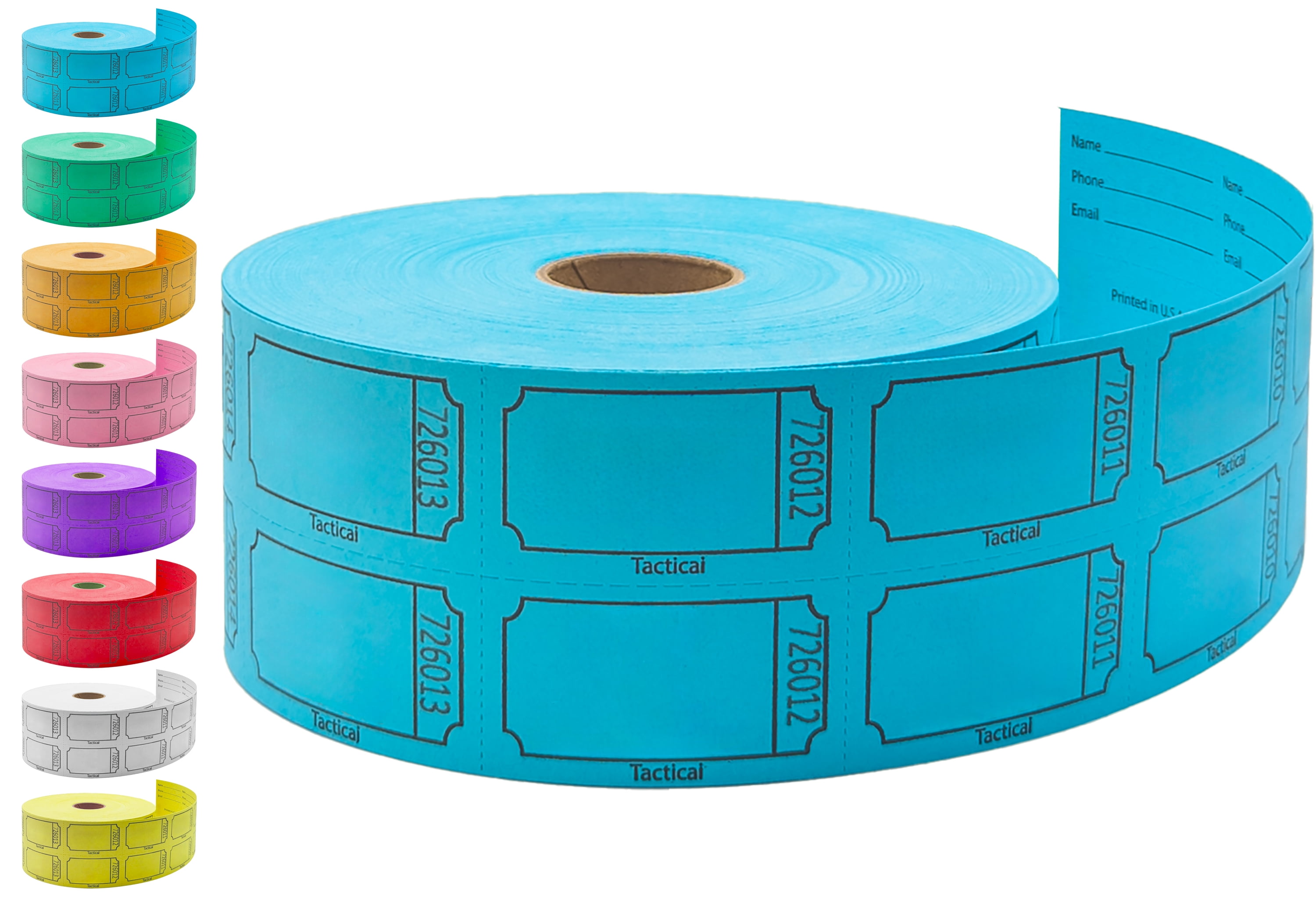 1000 Tacticai Blue Raffle Tickets, Blank (8 Color Selection), Double ...