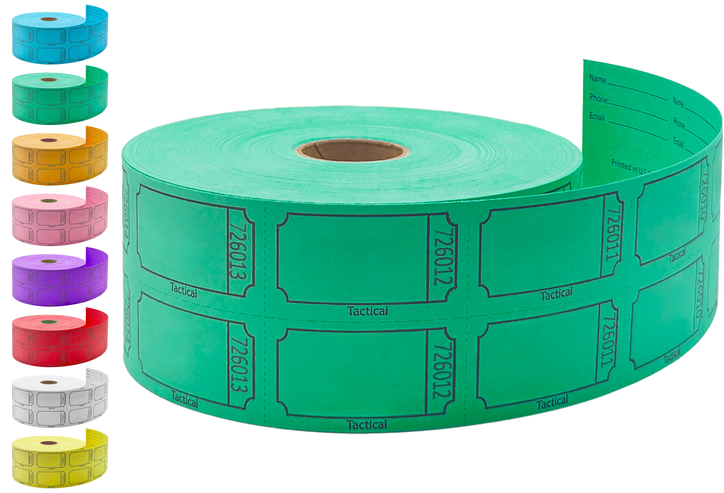 1000 Tacticai Green Raffle Tickets, Blank (8 Color Selection), Double ...