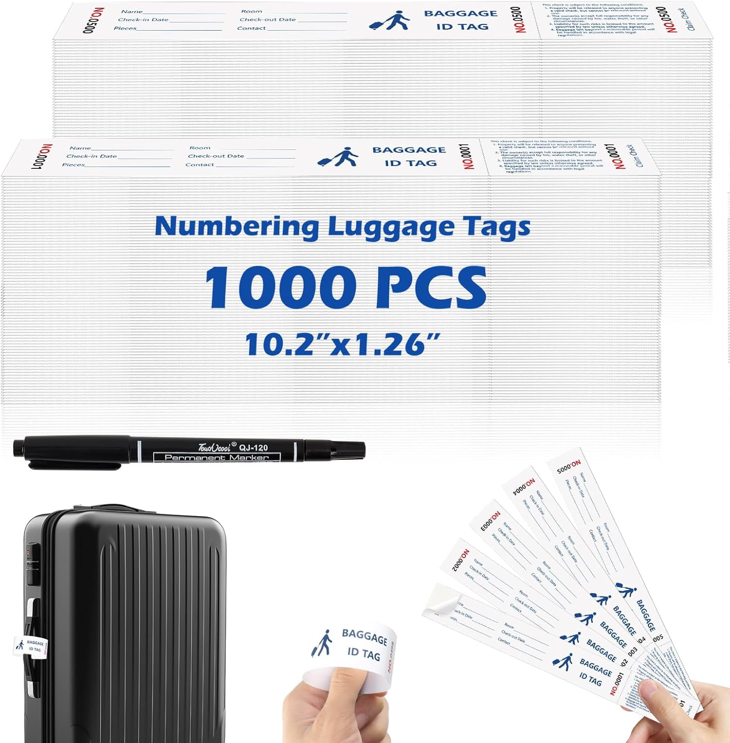 1000 Tags Paper Luggage Tags for Hotels Baggage Claim Check Tags with ...