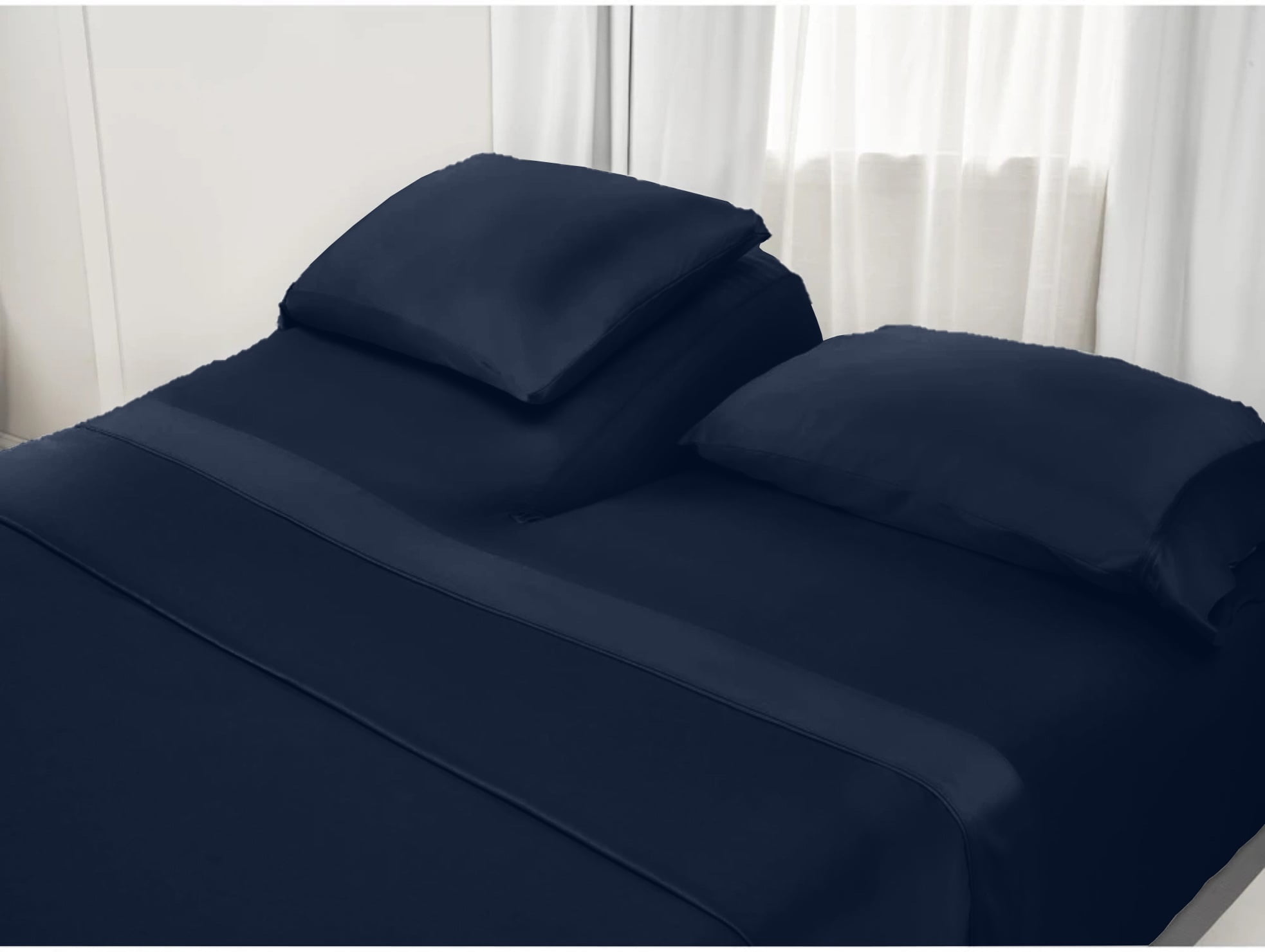 1000 Thread Count, 100% Egyptian Cotton Bedsheet Set, 4 PC Split Head ...