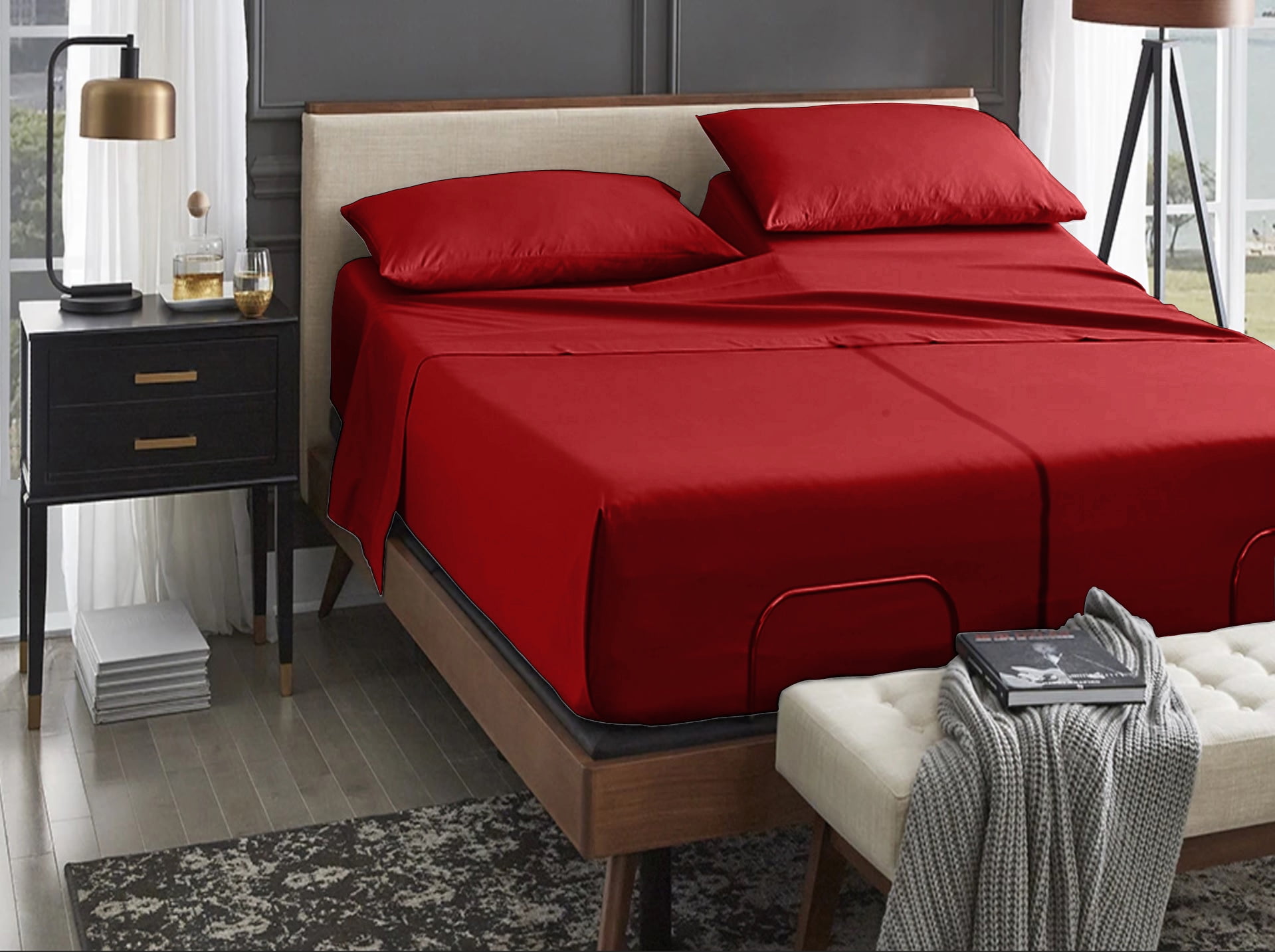 ABORN Giza Egyptian Cotton 1000 Thread Count 5 PC Split CalKing ...