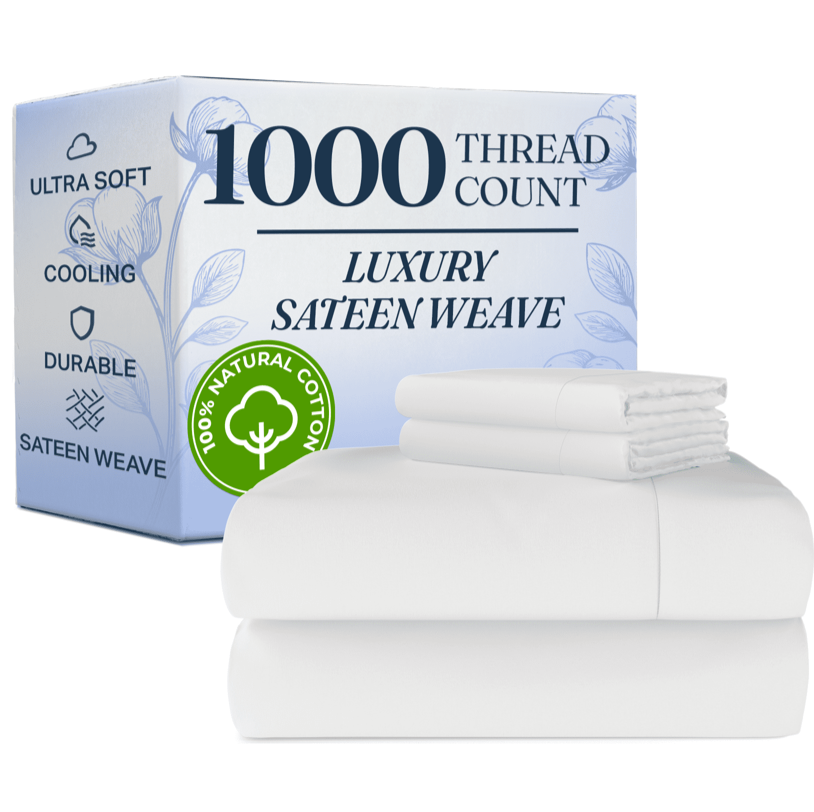 CGK Linens 4-Piece Luxury 1000 Thread Count Cotton Sheet Set - Queen ...