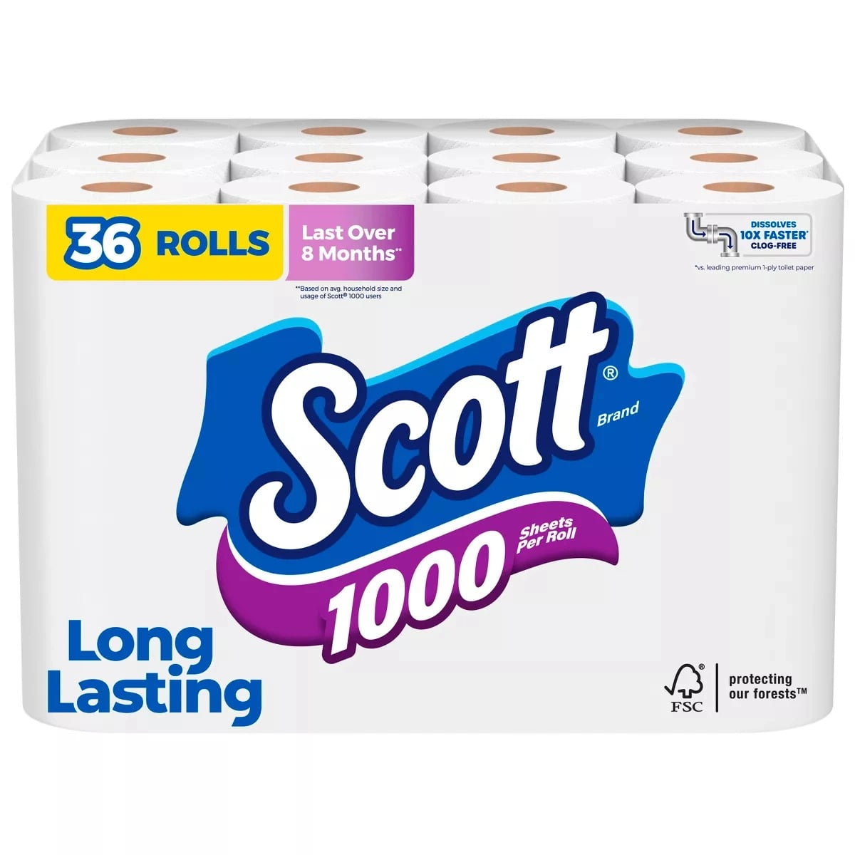 1000 Toilet Paper, 36 Rolls, 1,000 Sheets per Roll, 1000 Septic Papper ...