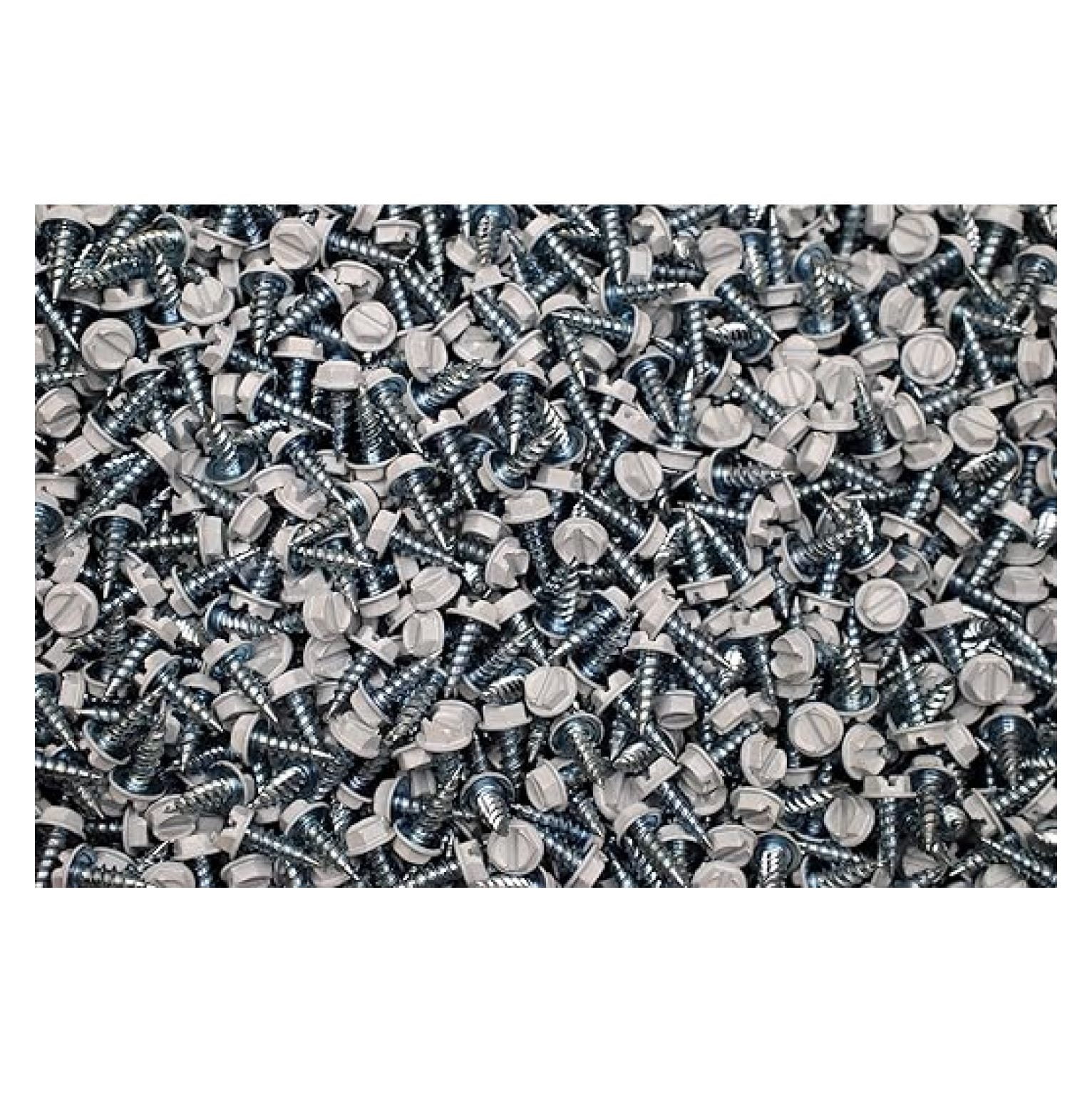 (1000) White Painted Zip Screws 8 x 1/2 Self-Piercing Hex Washer Sheet ...