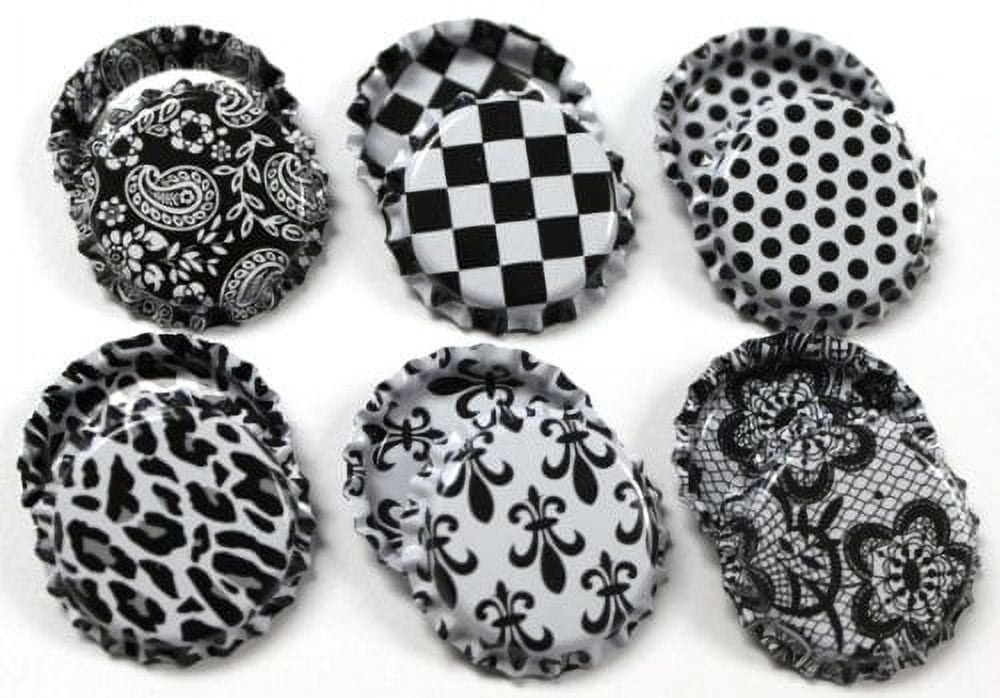 1000 White w/Black Pattern ON BOTH SIDES Caps New Unused Bottlecaps 2 ...