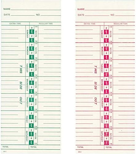 (1000 ct) Side-Feed Weekly or Bi-Weekly Sun-Sat Time Card Form 39-2 ...