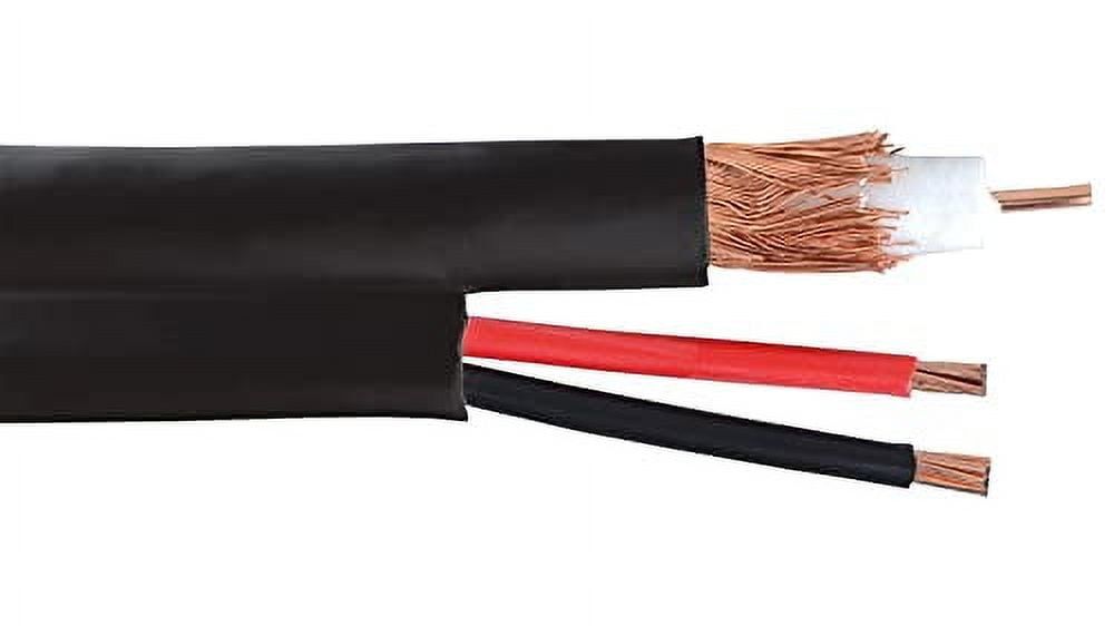 1000 ft. Siamese RG59 Coaxial CCTV Combo Cable Black - 20AWG RG59 + 18/ ...