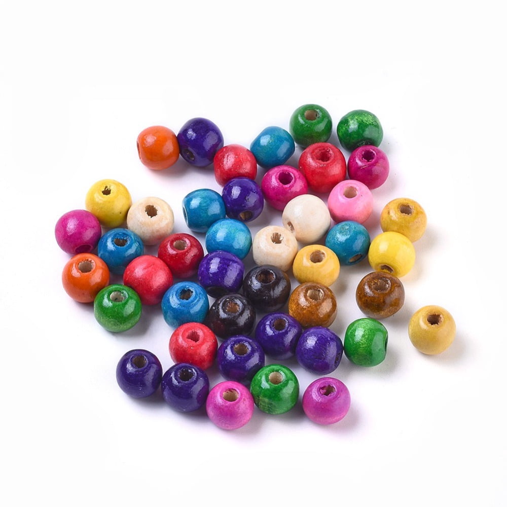 1000 g Dyed Natural Wood Beads Round Lead Free Mixed Color 12x11mm Hole ...