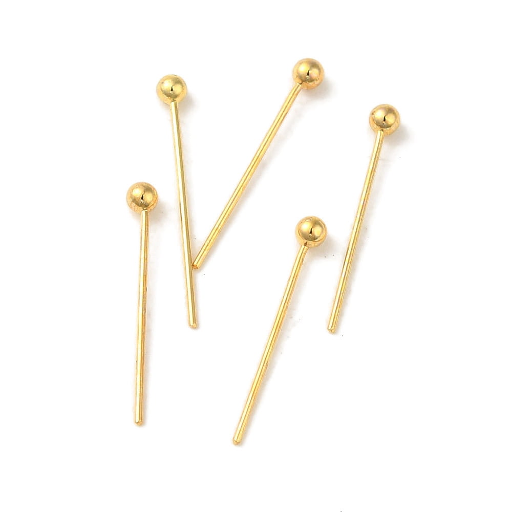 1000 pc 304 Stainless Steel Ball Head Pins Real 18K golden Plated 16 ...