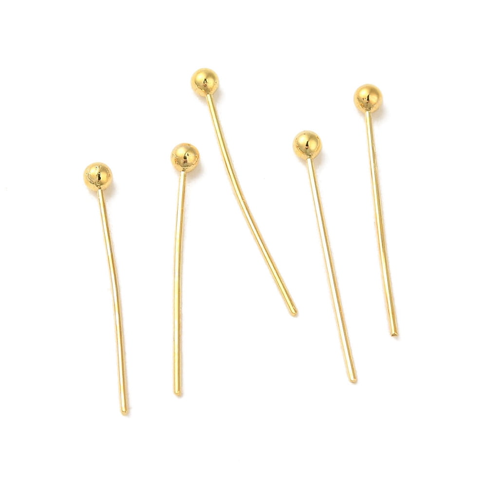 1000 pc 304 Stainless Steel Ball Head Pins Real 18K golden Plated 20x0 ...