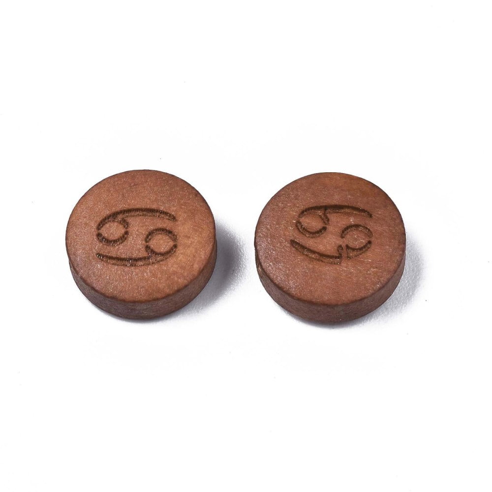 1000 pc Laser Engraved Wood Beads Flat Round with 12 Constellations ...