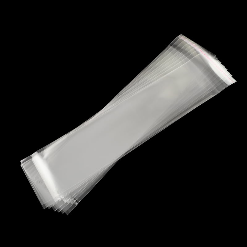1000 pc OPP Cellophane Bags Rectangle Clear 37x8cm Hole: 8mm Unilateral ...