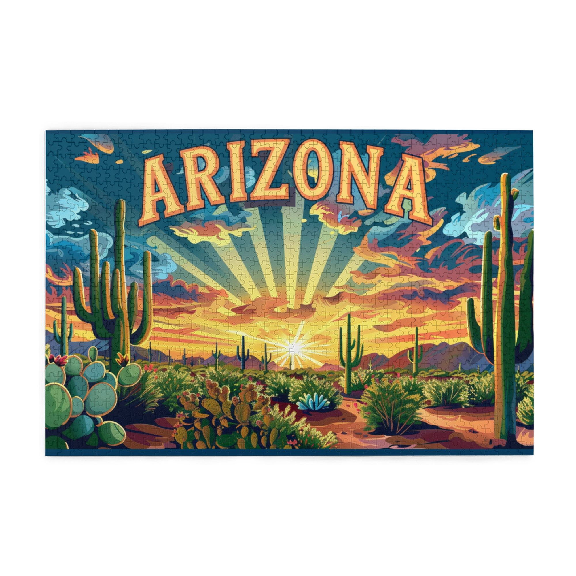 1000 pcs Arizona Slogan Western Desert Cactus 1000 Piece Wooden Puzzles ...