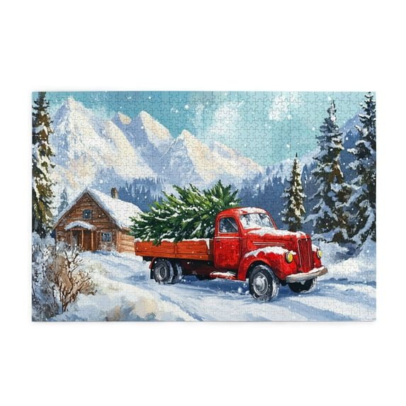 1000 pcs Christmas trees & truck Wooden puzzles for adults 1000 pieces ...