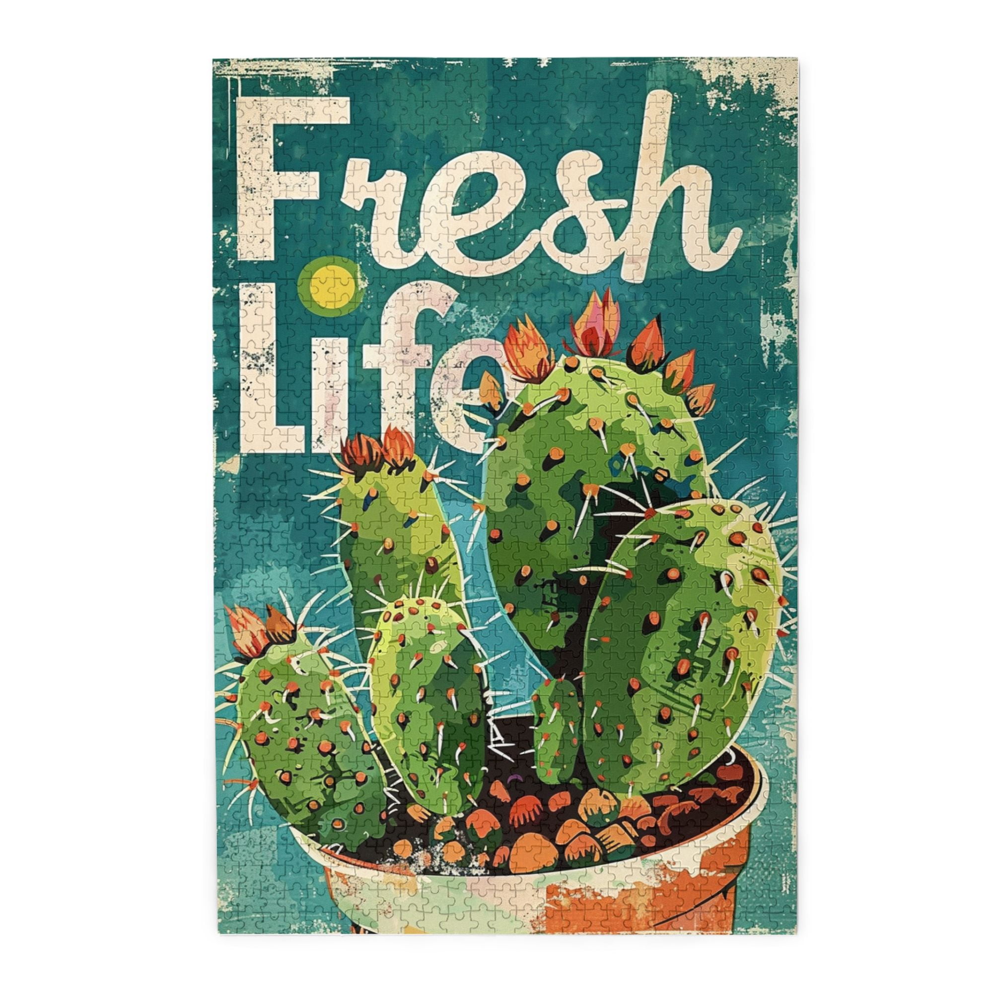 1000 pcs Fresh Life Slogan Potted Plant Cactus 1000 Piece Vibrant ...