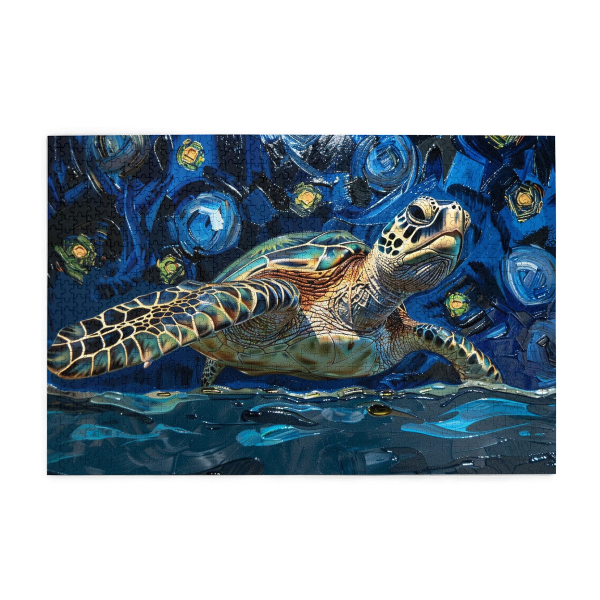 1000 pcs 1000 Piece Wooden Puzzles Sea Turtles Swimming In The Starry ...