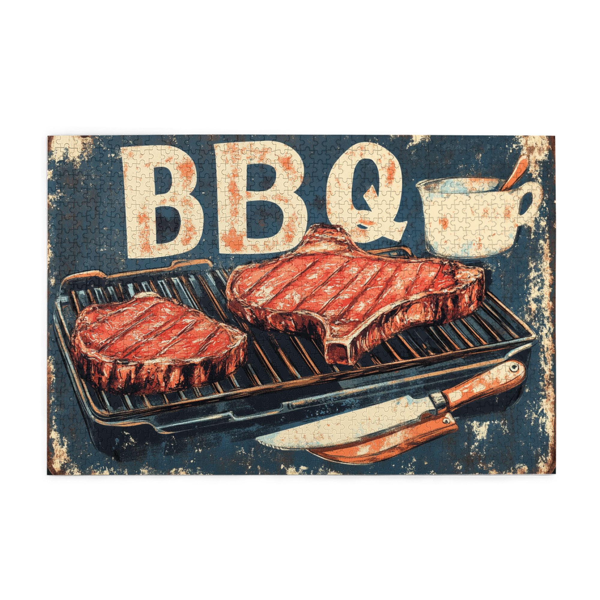 1000 pcs 1000 Piece Wooden Puzzles beef BBQ,Stress relieving pleasure ...