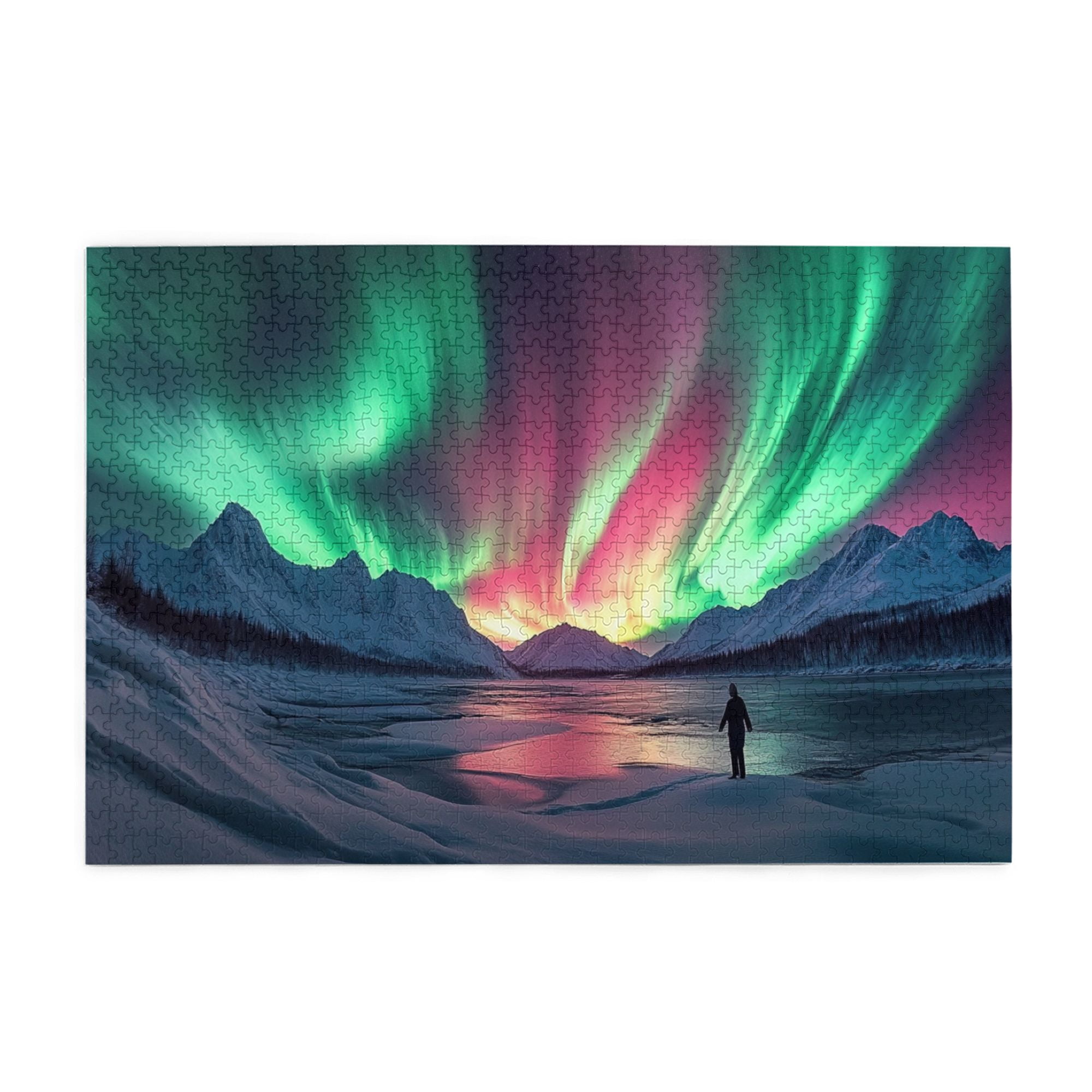 1000 pcs 1000 Piece Wooden puzzles Snow Mountain Aurora Night ...