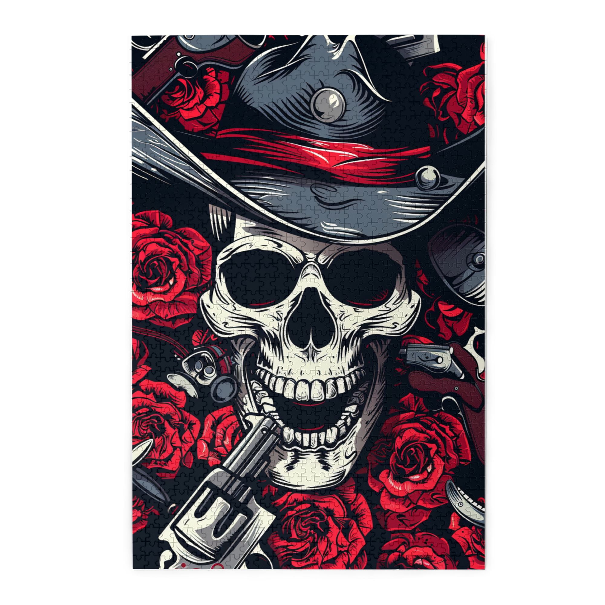 1000 pcs Skeleton Rose Cowboy jigsaw puzzles 1000 pieces,Vibrant Colors ...