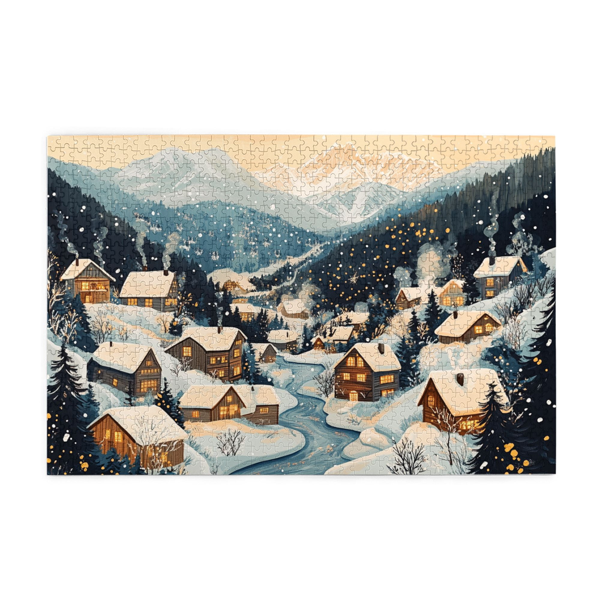 1000 pcs Snow Village Puzzles For Adults 1000 Pieces,Stress Relieving ...