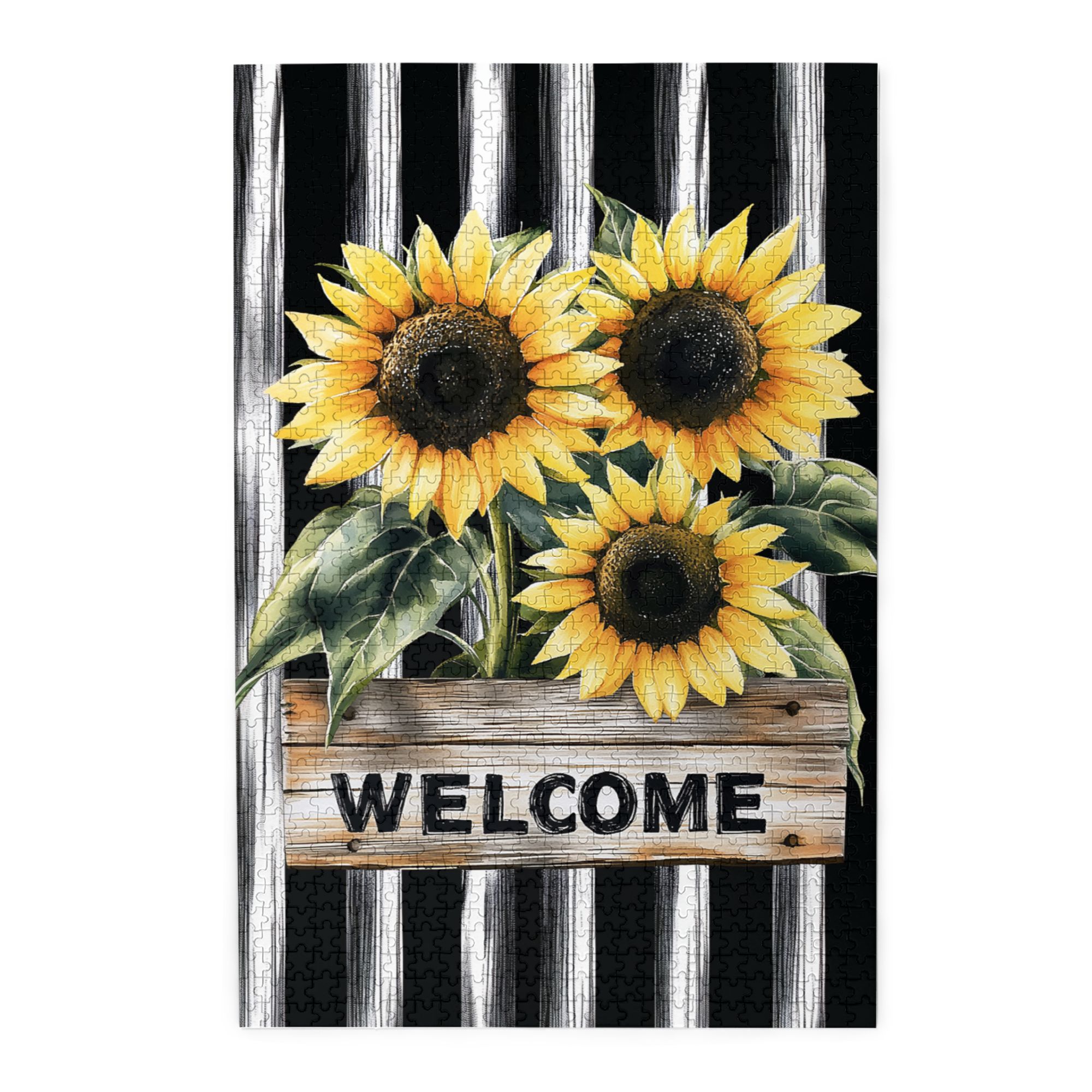 1000 pcs Sunflower Welcome Slogan 1000 Piece Wooden Puzzles,Vibrant ...