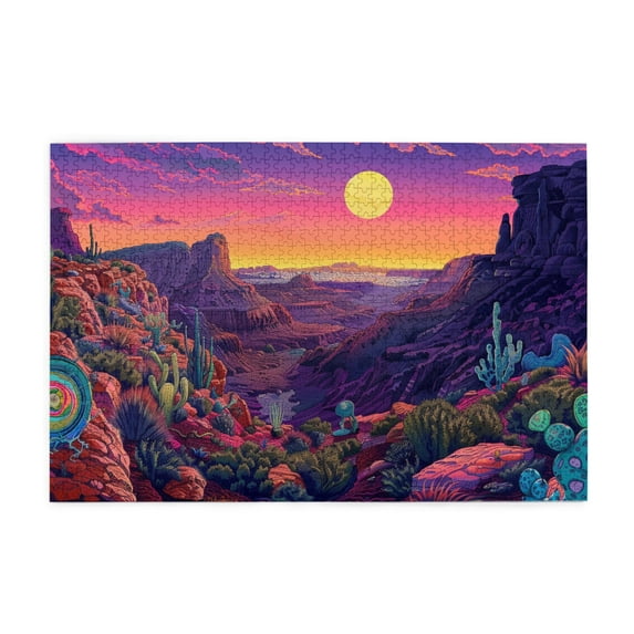 1000 pcs Sunset Cactus Jigsaw Puzzles 1000 Pieces,Stunningly Vibrant ...