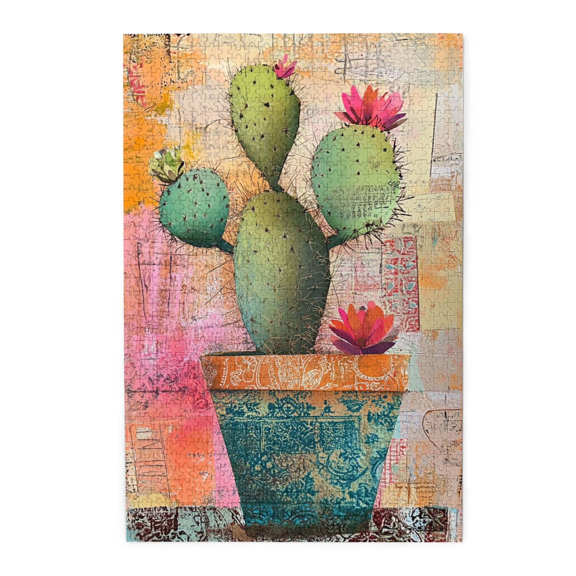 1000 pcs Vintage Potted plant Cactus 1000 Piece Wooden Puzzles,Stress ...
