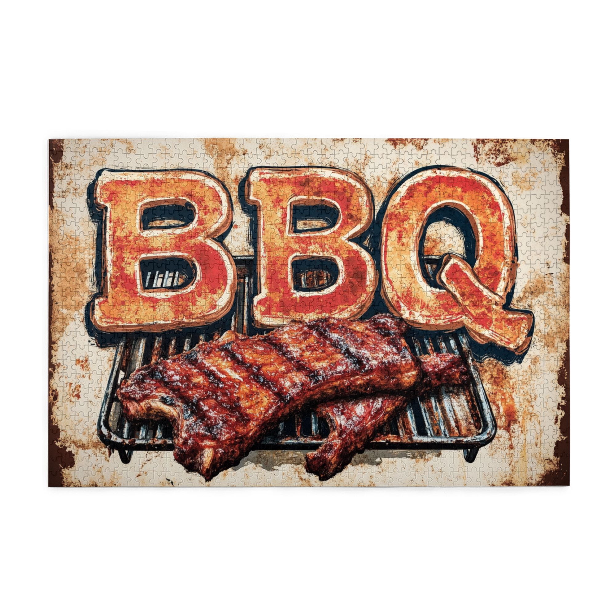 1000 pcs Vintage roast beef BBQ Wooden Puzzles 1000 Piece,Classic Food ...