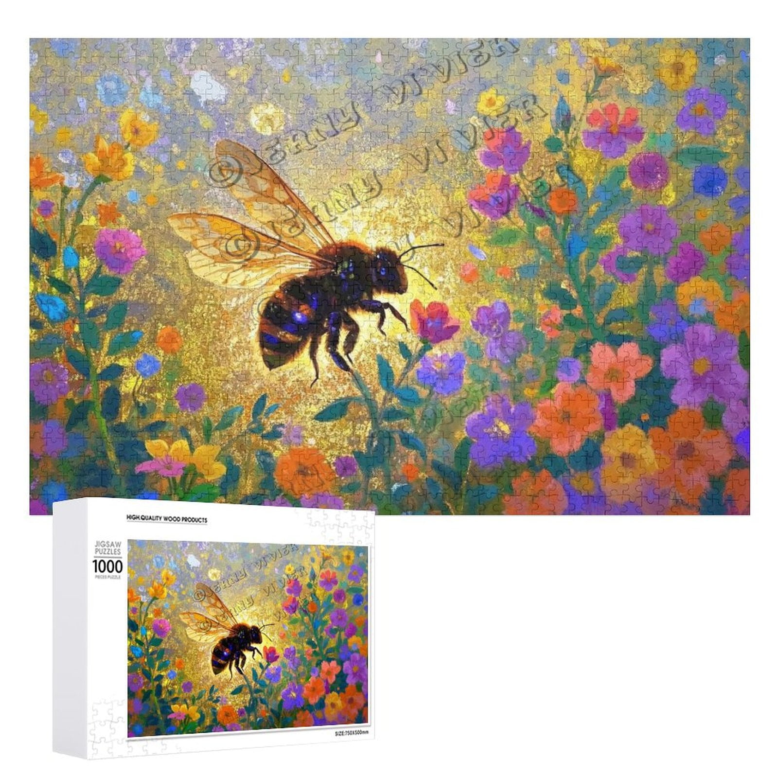 1000 pcs Wooden Puzzle for Adults – Golden Abstract Bee Abstract Art ...