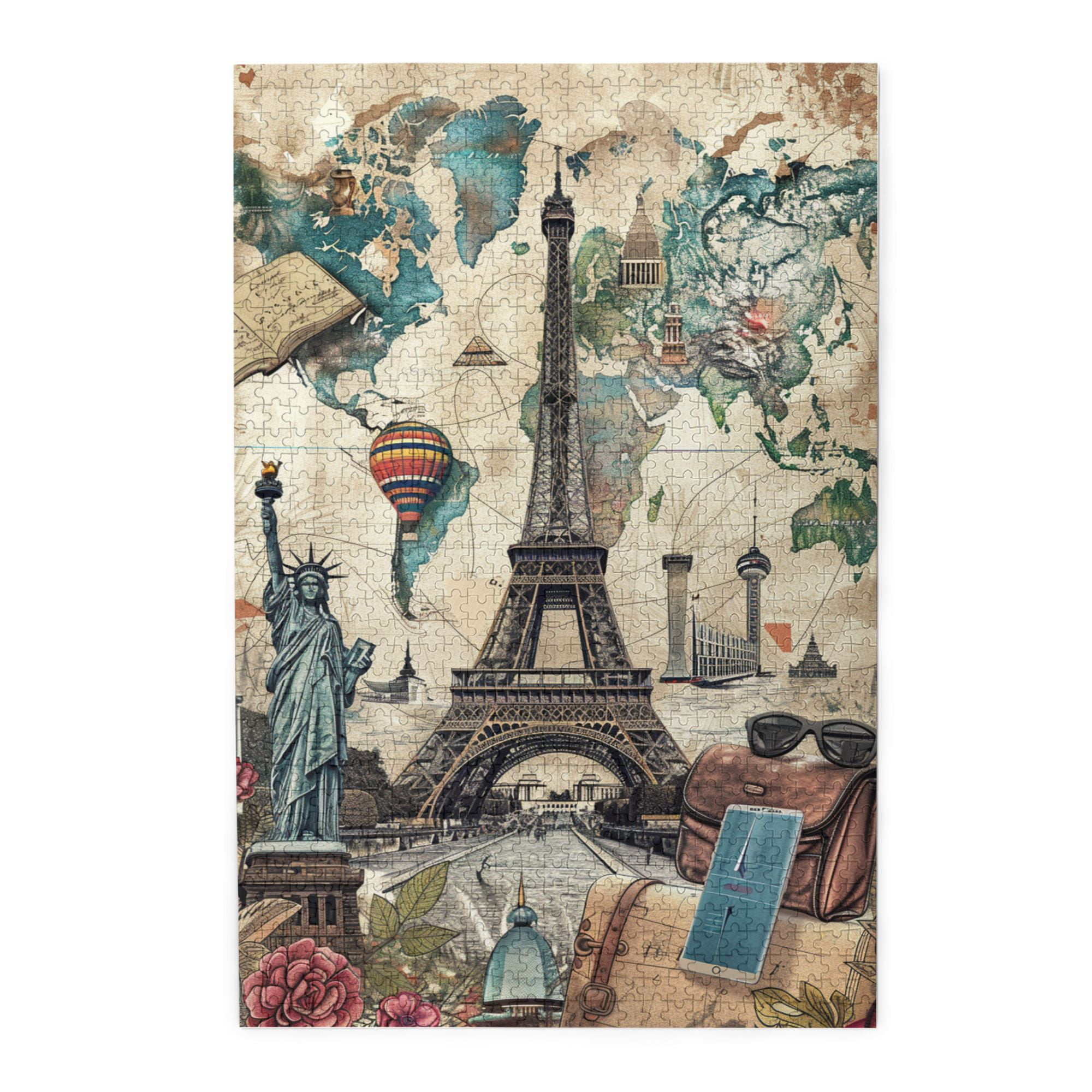 1000 pcs World map & tourist attractions jigsaw puzzles 1000 pieces ...