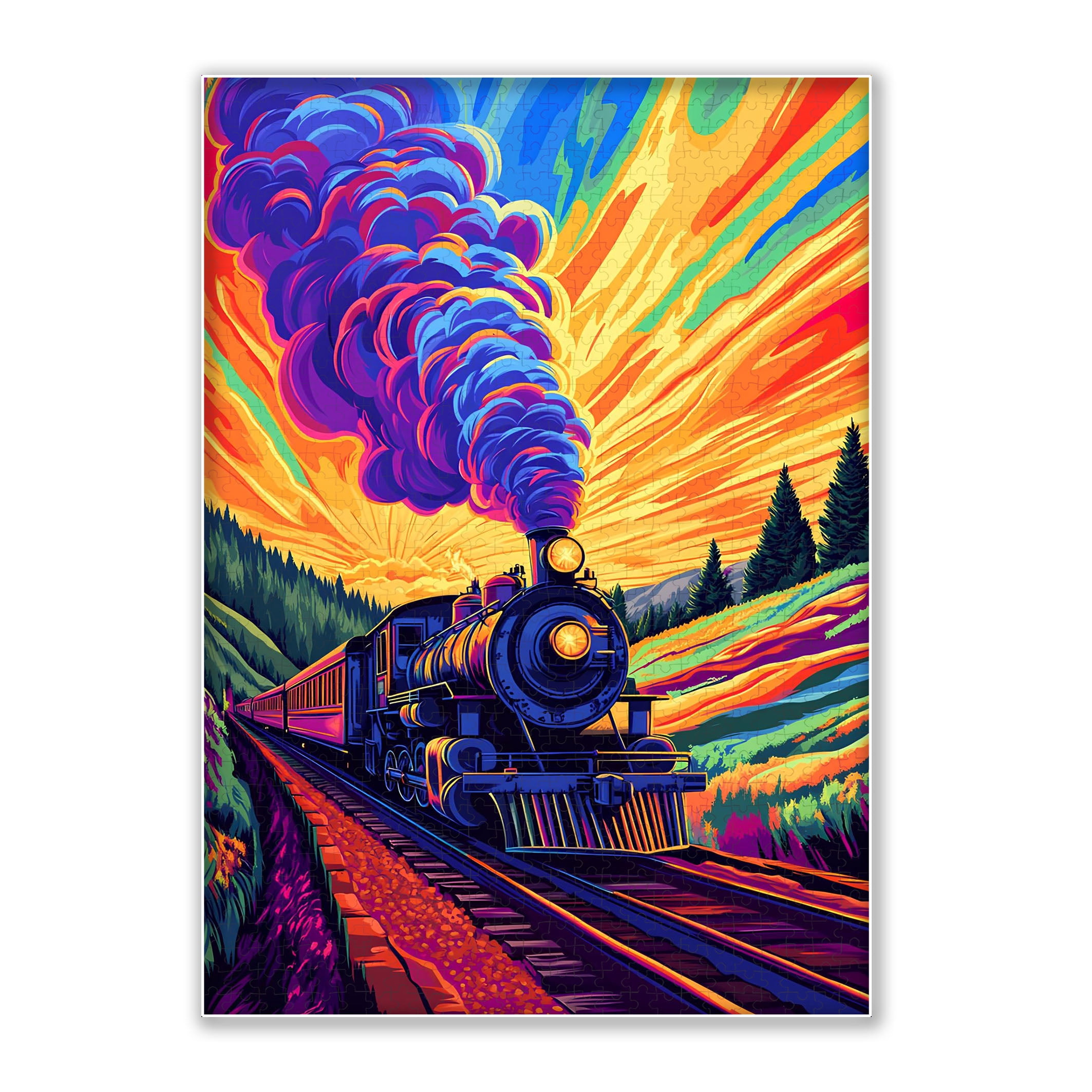 1000-piece Steam train color vision Adult Wooden Puzzle, intellectual ...