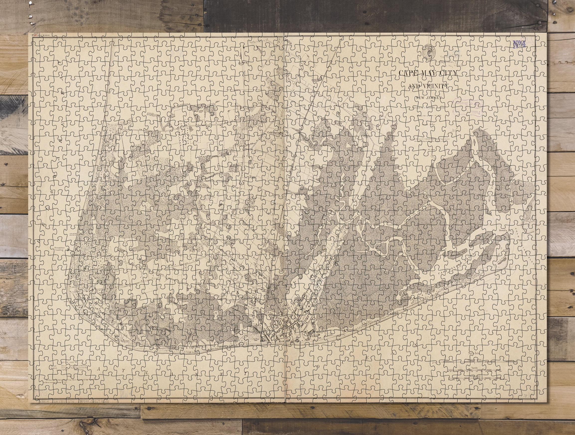 1000 piece puzzle-1880 Map New Jersey | Cape May | Cape May Cape May ...