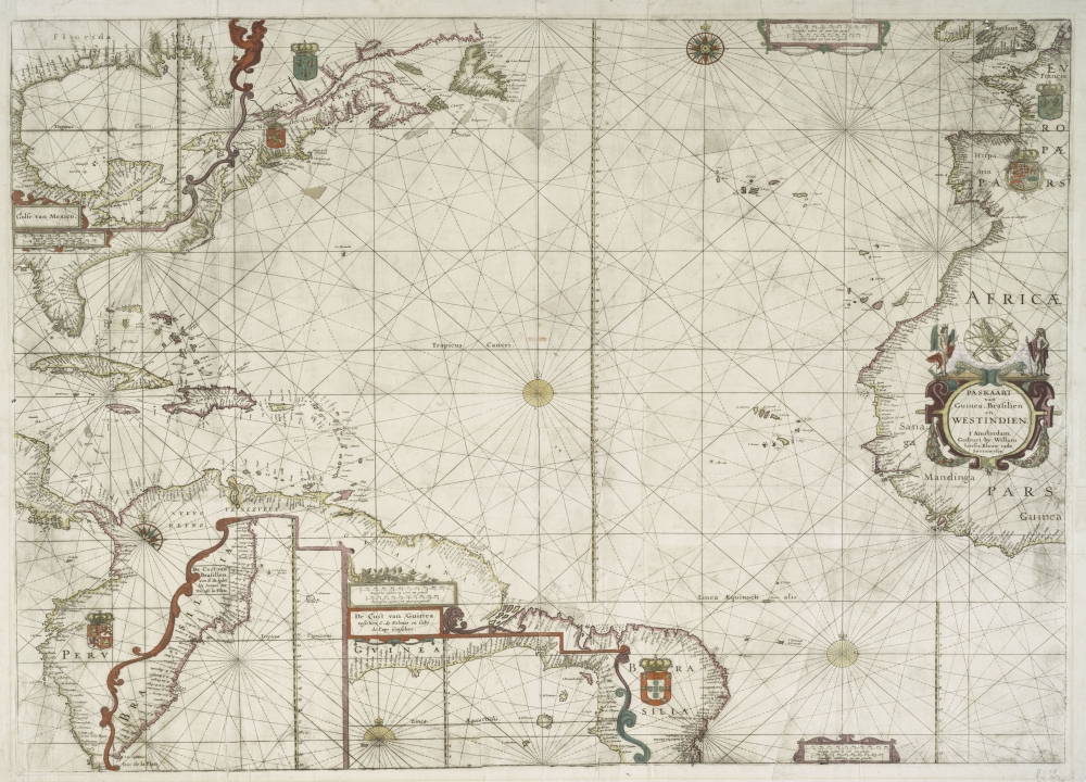 1000 piece puzzle-Map of Paskaart van Guinea, Brasilien en Westindien ...